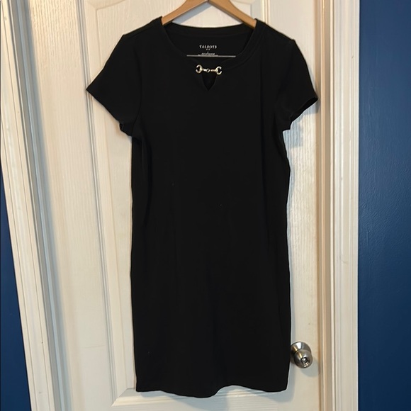 Talbots | Dresses | Talbots Black Sheath Mini Dress Short Sleeve Crew ...